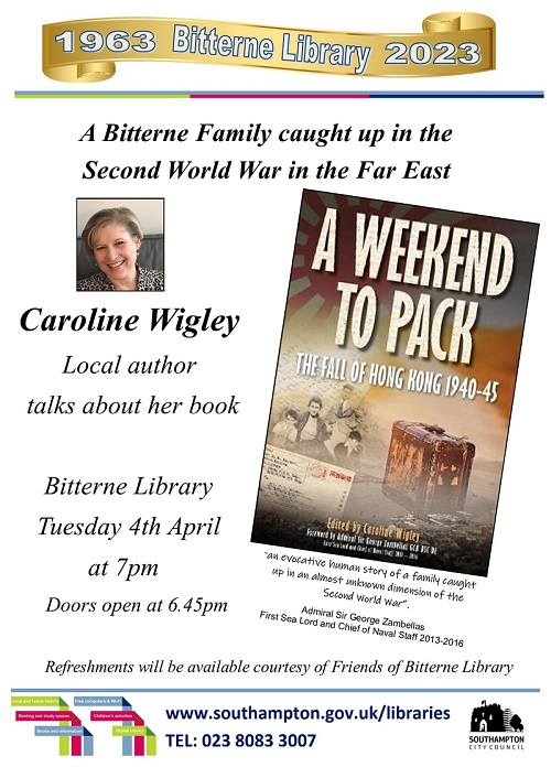 Bitterne Library Talk Tuesday 4 April 2023, 7pm – Caroline Wigley